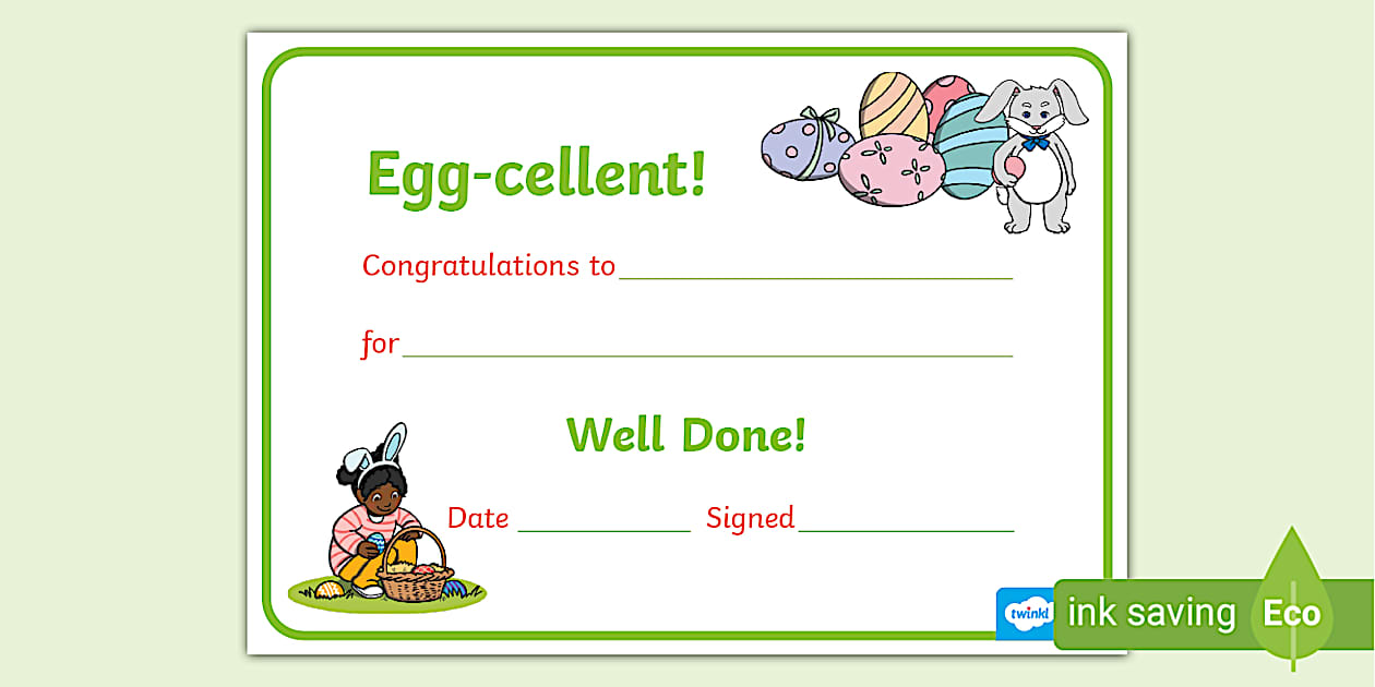 Egg-cellent! Certificate (teacher made) - Twinkl