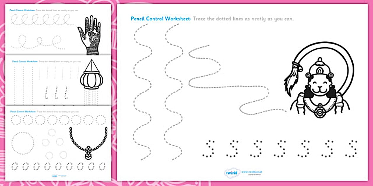 Diwali Pencil Formation Worksheet (teacher made) - Twinkl