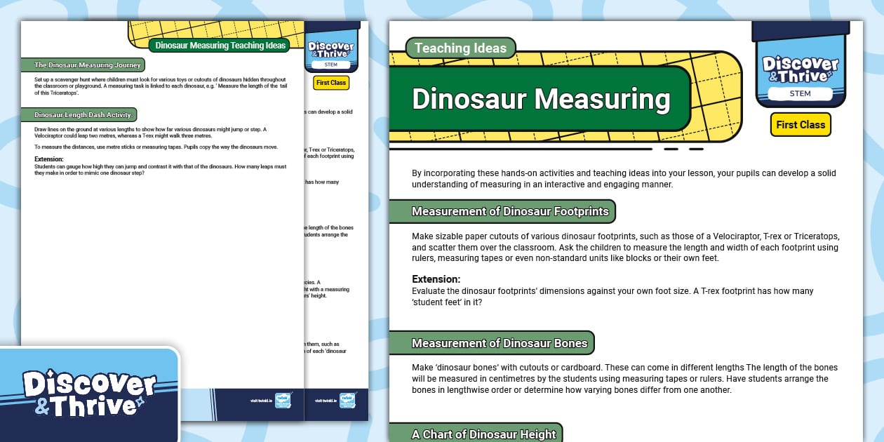 Dinosaur Measuring Teaching Ideas First Class (teacher made)