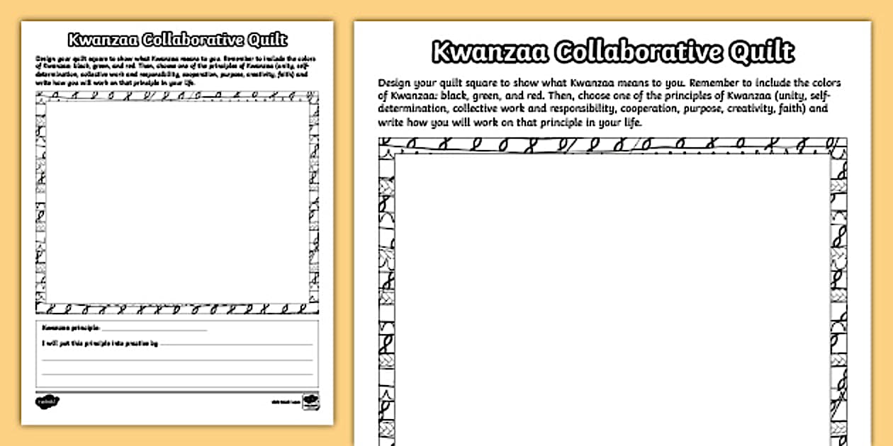 Kwanzaa Collaborative Quilt Worksheet Sheet | Twinkl USA
