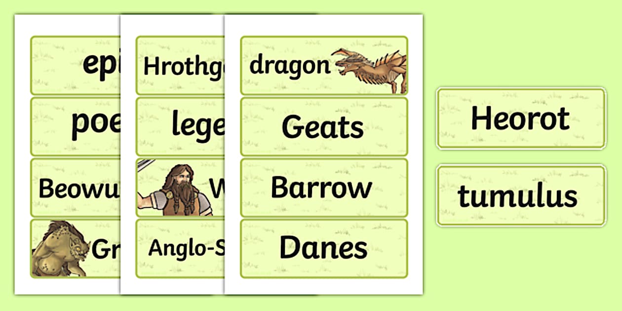 Editable Beowulf Vocabulary Cards (teacher made) - Twinkl