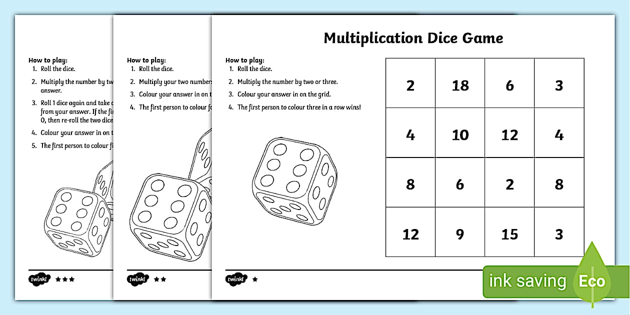 Multiplication Dice Maths Games | Twinkl Learning Resources