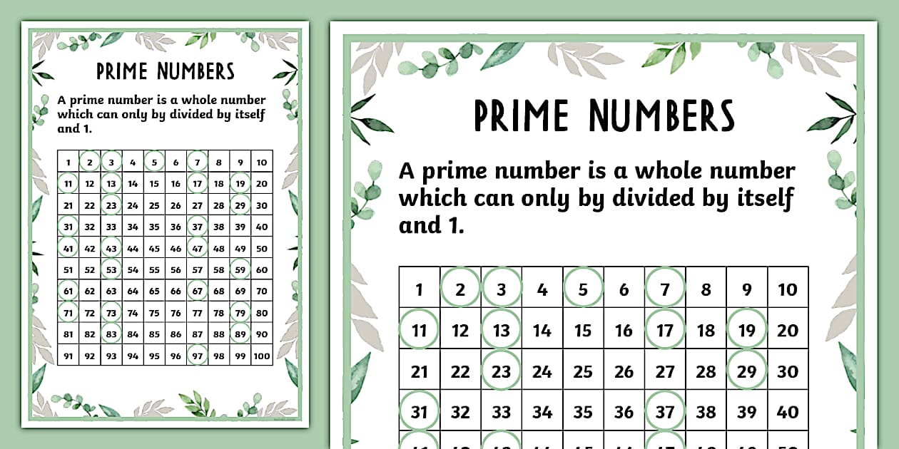 👉 Botanical-Themed Prime Numbers Display Poster - KS2 - Maths
