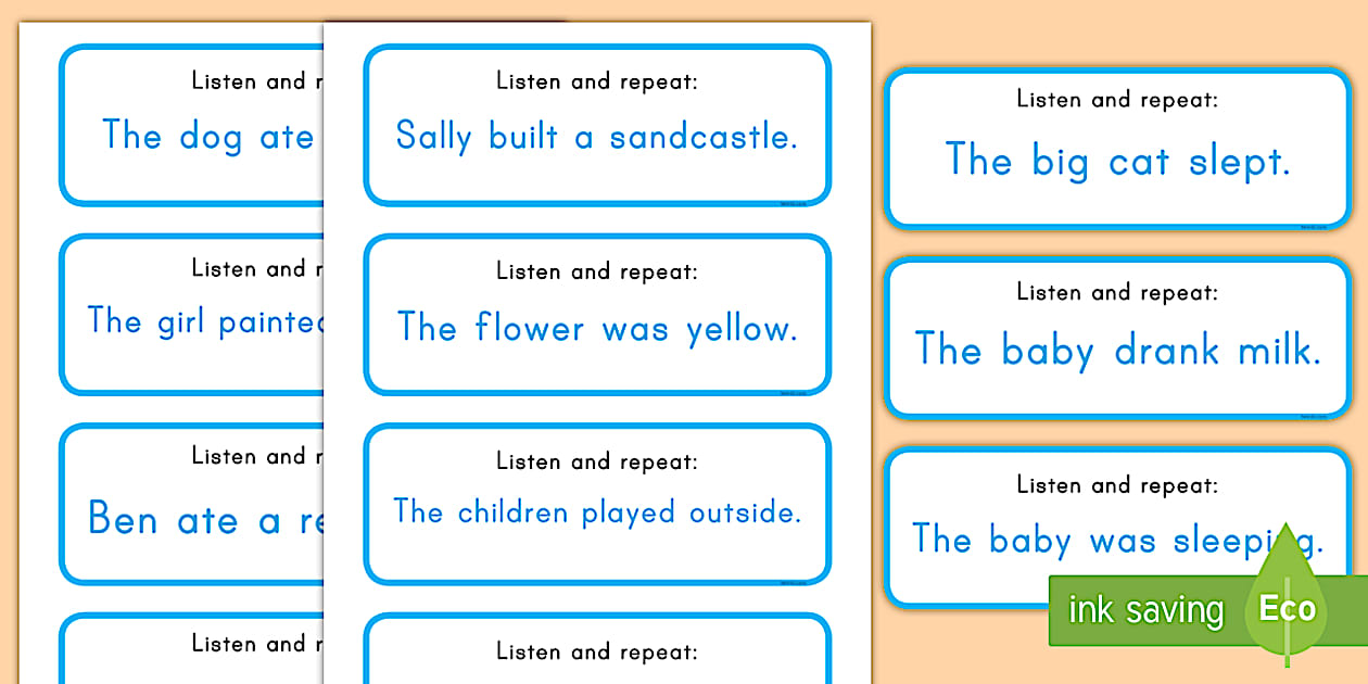 Listen and Repeat 4-5 Word Sentence Cards - special education