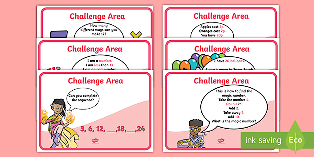 Editable Challenge Area Cards Booster Numeracy - Twinkl
