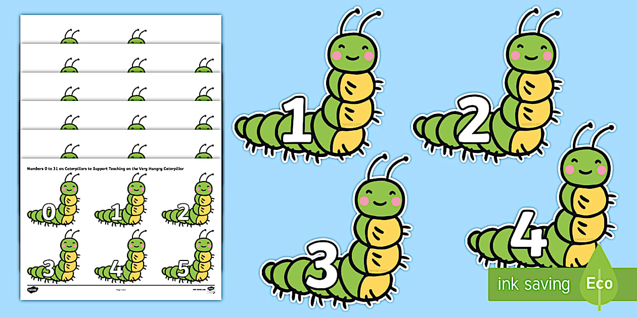 Numbers 0-31 to Support Teaching on The Very Hungry Caterpillar Cut-Outs
