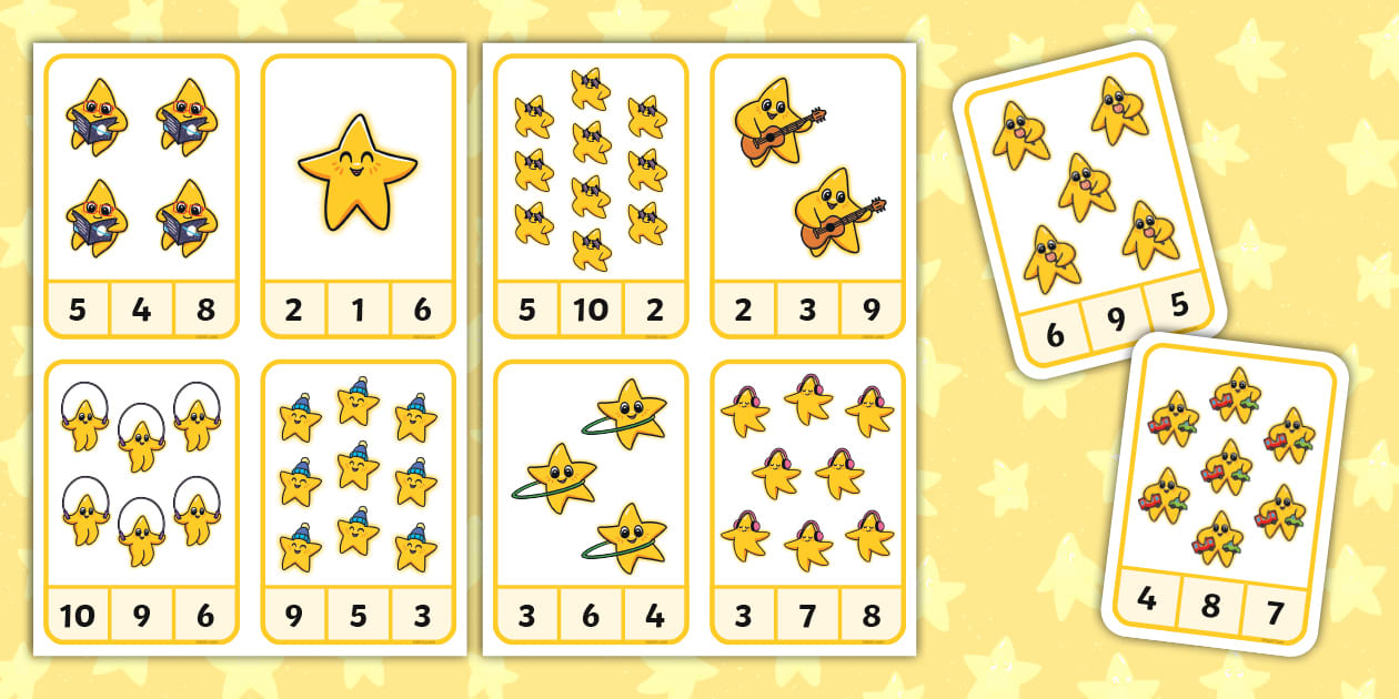 👉 Star Peg Counting Cards to 10 (teacher made) - Twinkl