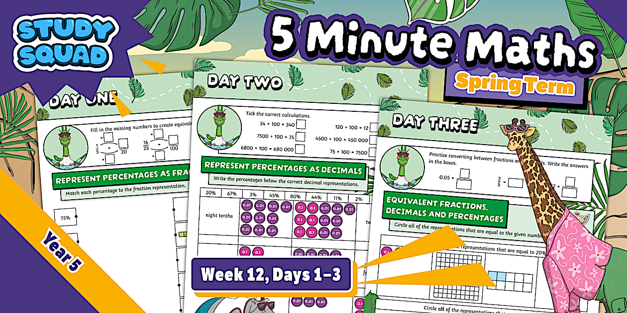👉 Study Squad 5 Minute Maths - Year 5 Spring - Week 12 Day 1-3