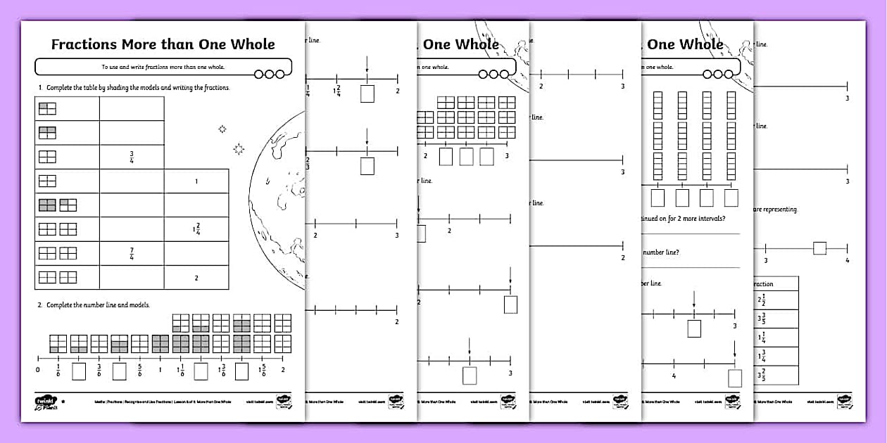 👉 More than One Whole Differentiated Maths Worksheets