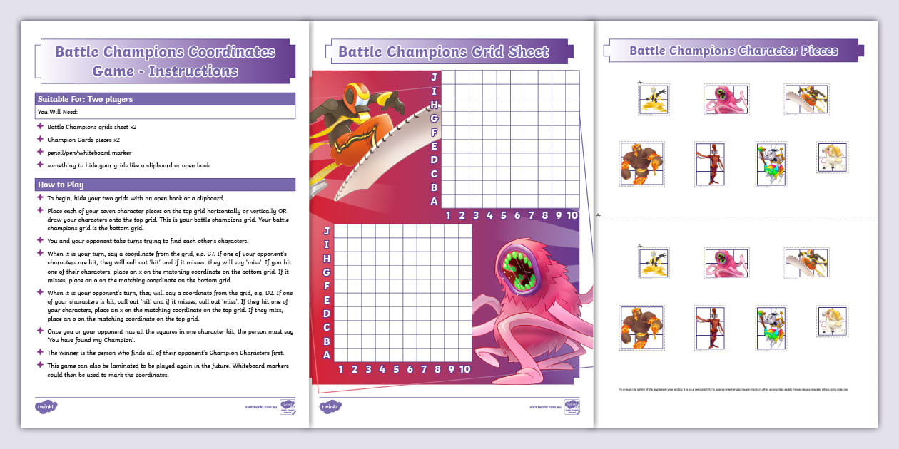 Battle Champions Coordinates Game (teacher made) - Twinkl