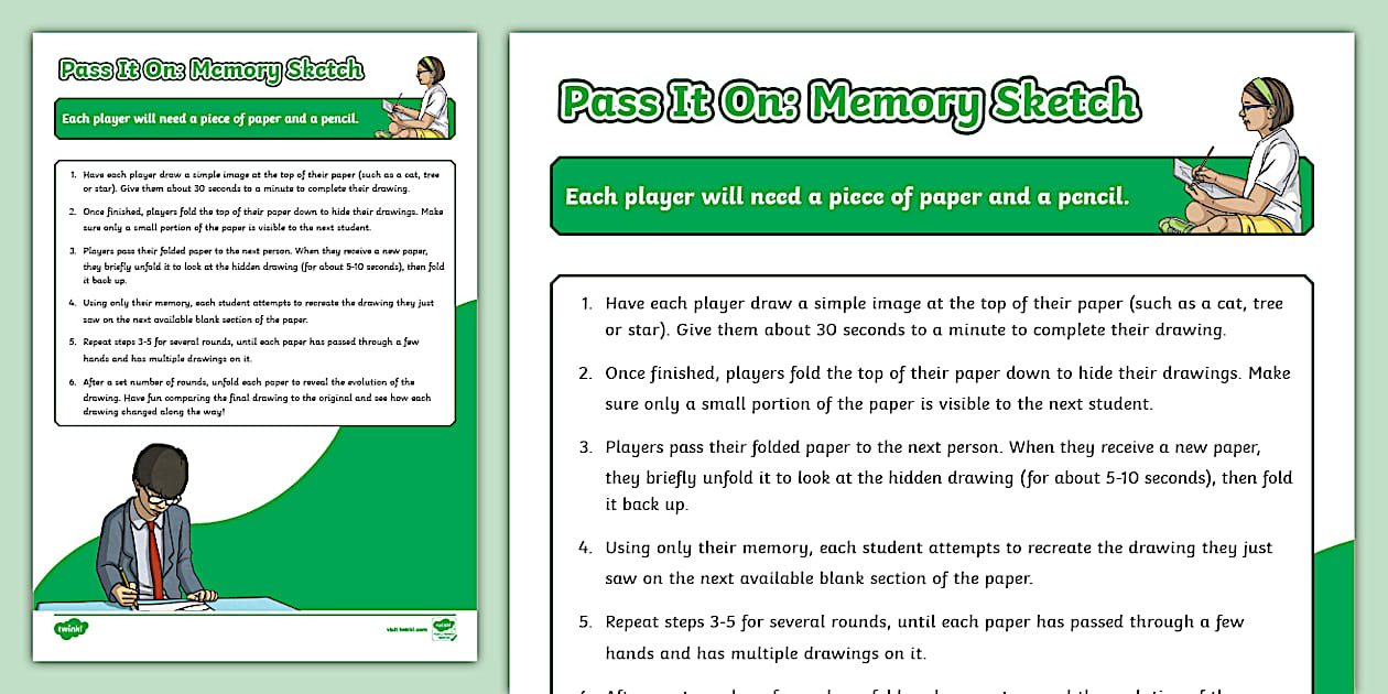 Pass It On: Memory Sketch Game (teacher made) - Twinkl