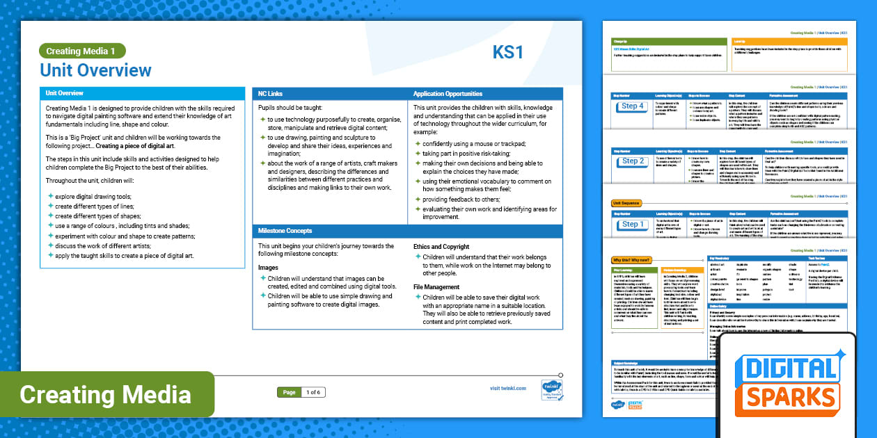 Digital Sparks: Creating Media 1: Unit Overview - Twinkl
