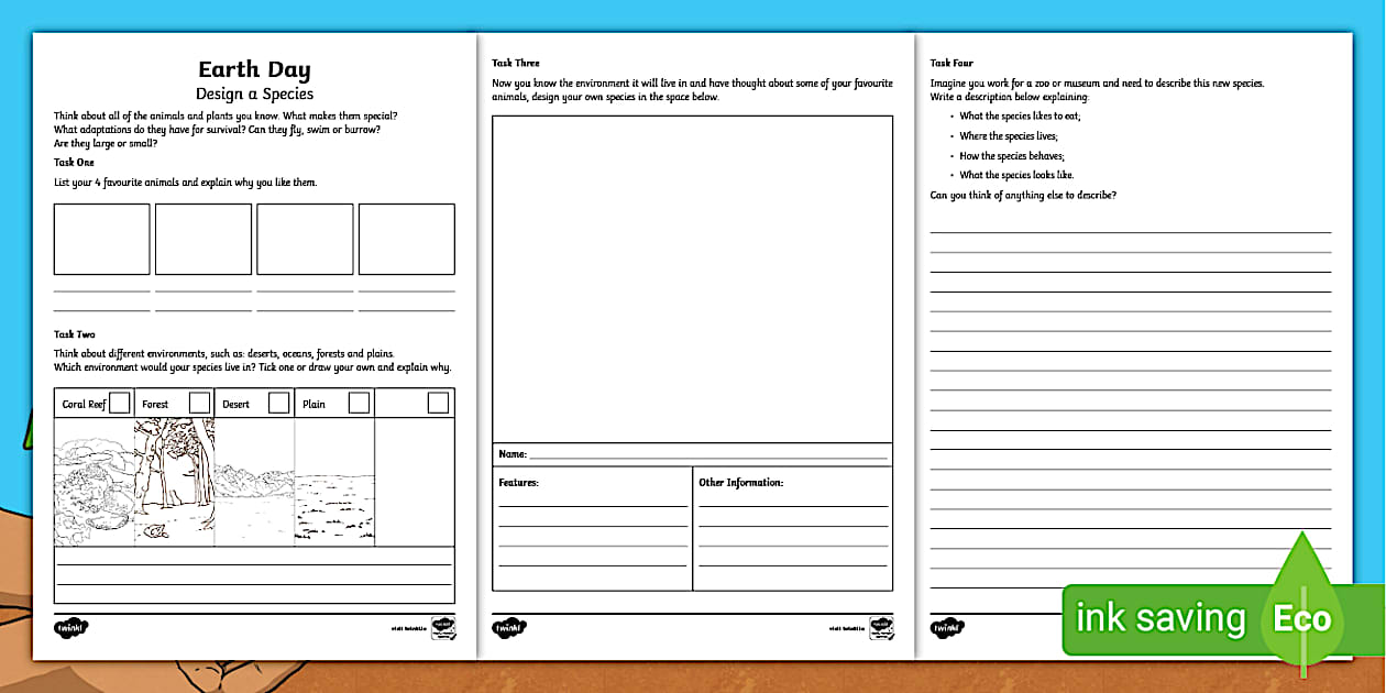 Earth Day Design a Species Activity (teacher made) - Twinkl
