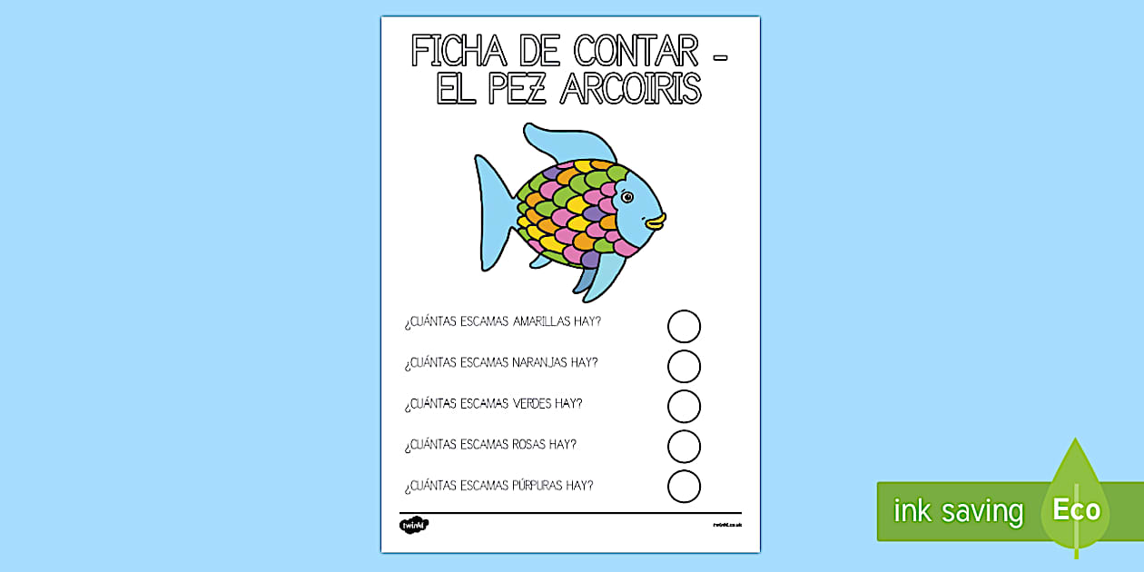 Contar escamas del pez arcoiris Ficha de actividad - Twinkl