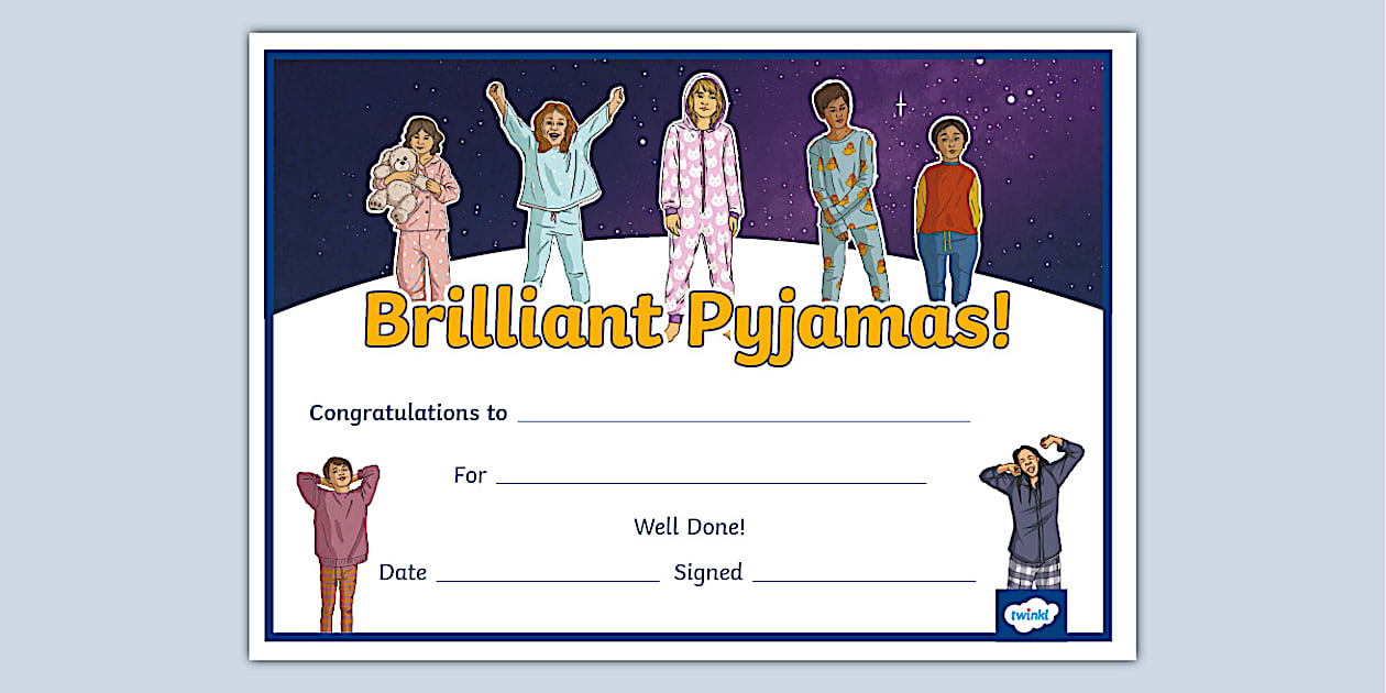 KS2 Brilliant Pyjamas Certificate - Twinkl