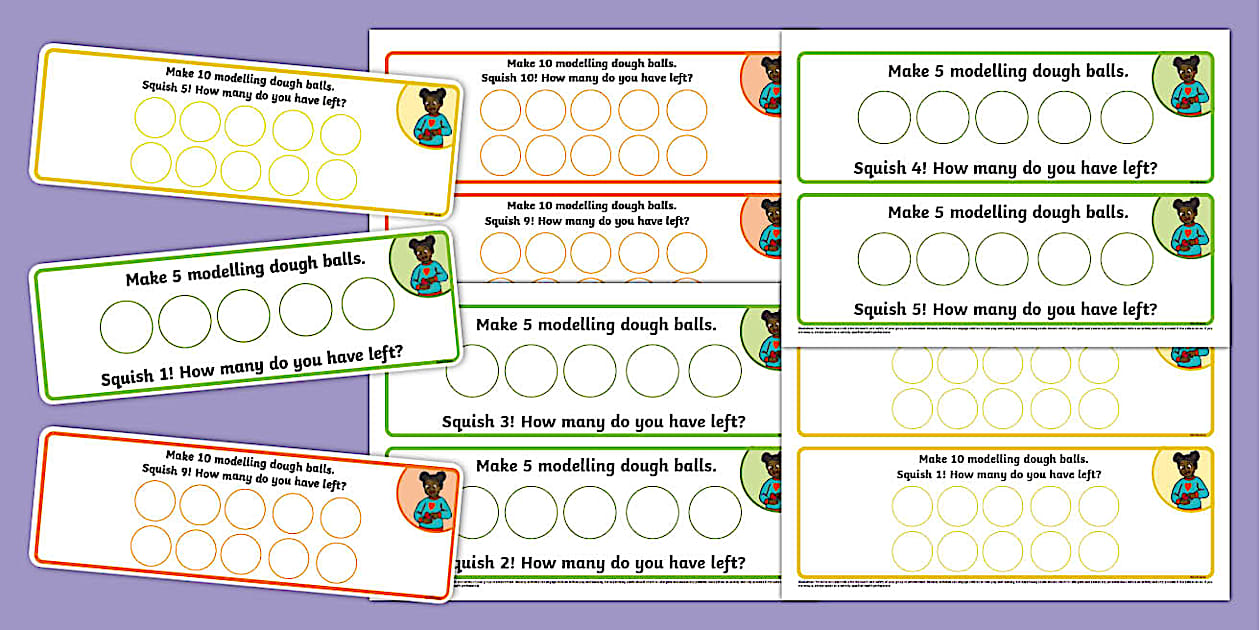 Editable Subtraction Squish 0-10 Activity Cards - Twinkl
