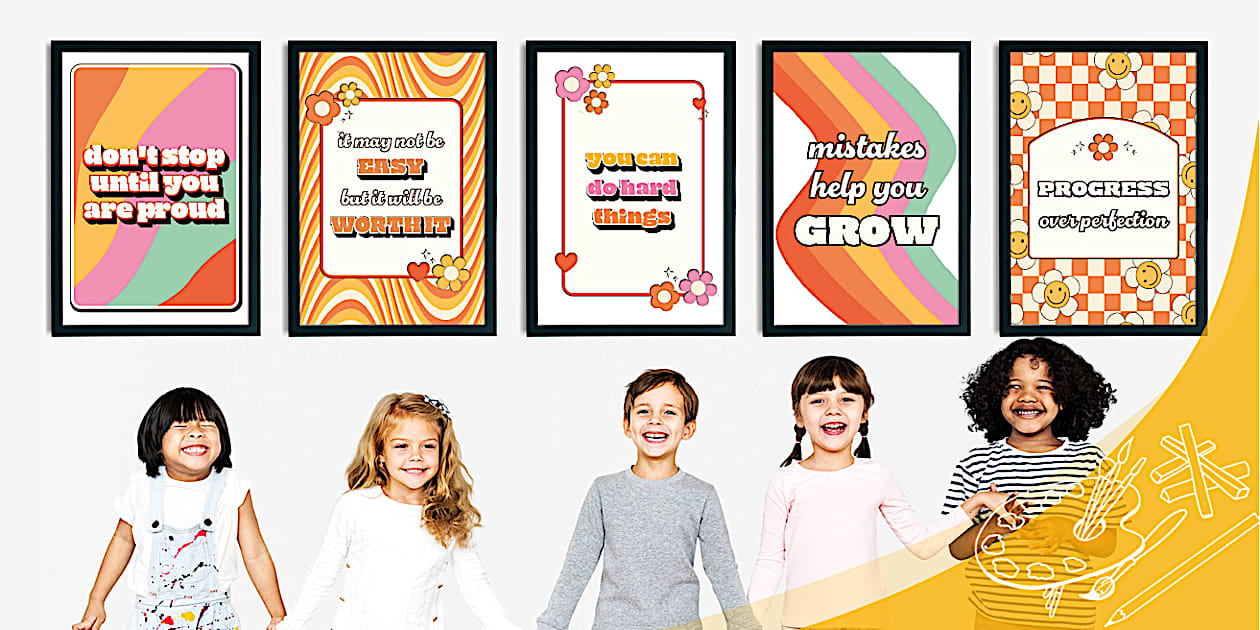 Retro Growth Mindset Inspirational Posters Pack