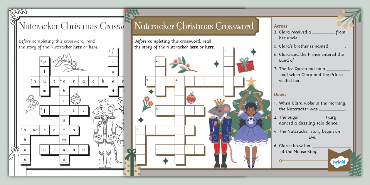 Nutcracker Christmas Crossword (teacher made) - Twinkl