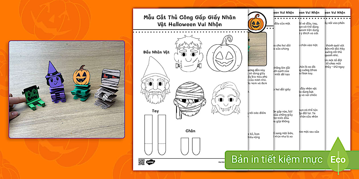 Thủ Công Gấp Giấy Nhân Vật Halloween Vui Nhộn