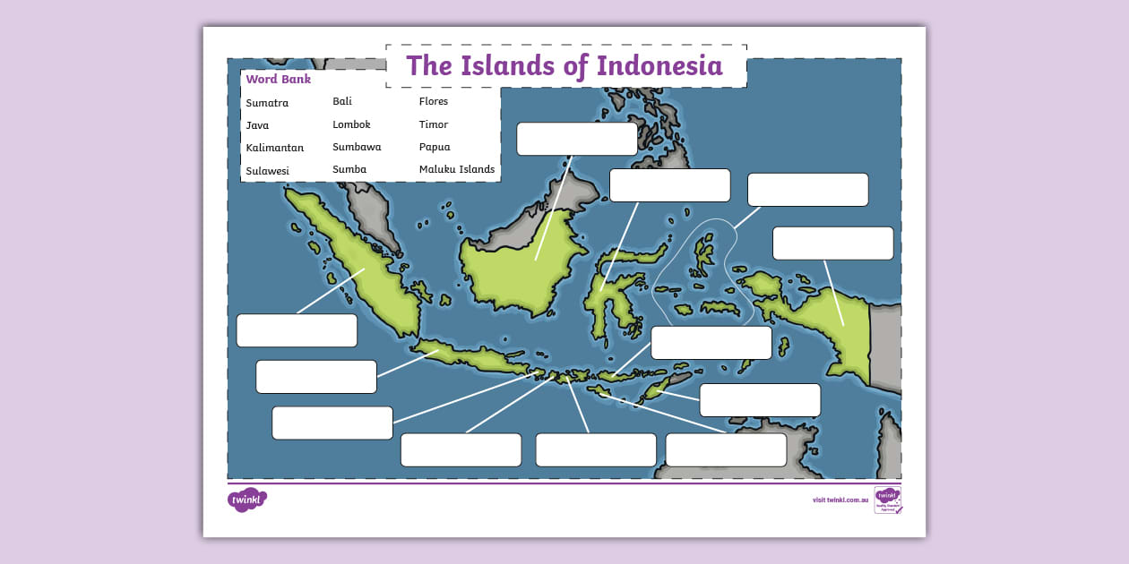 Indonesian Islands Colourful Labelling Activity | Twinkl