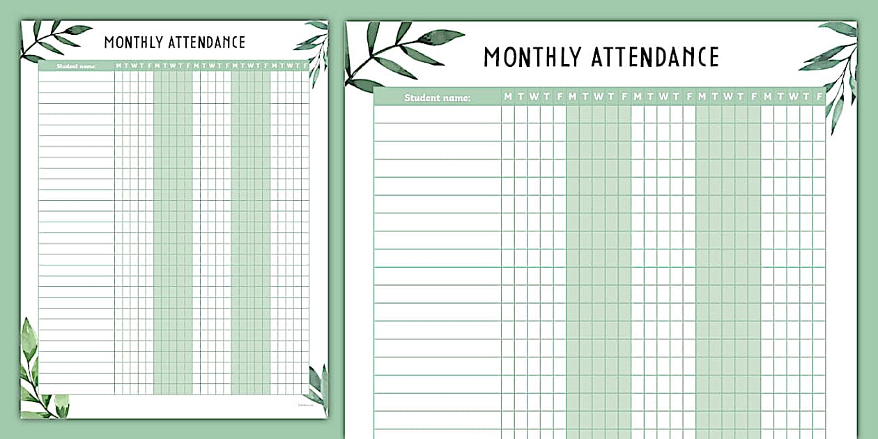 Muted Botanical Themed Attendance Tracker (Teacher-Made)