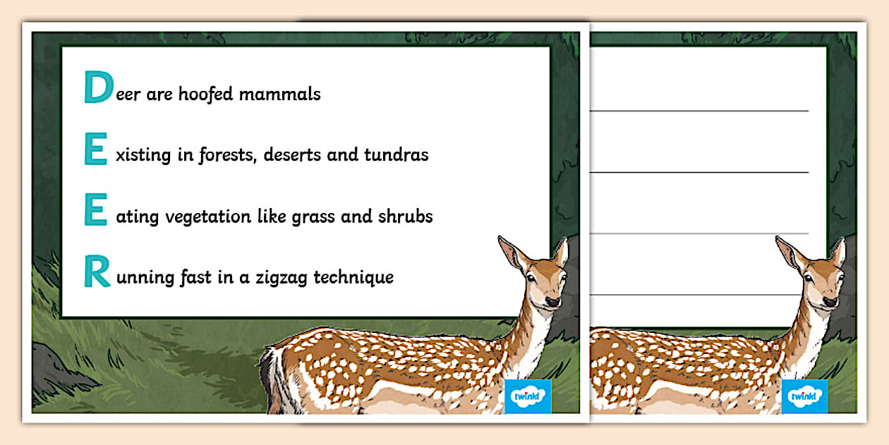 Acrostic Deer Poem Example and Template | KS2 | Twinkl