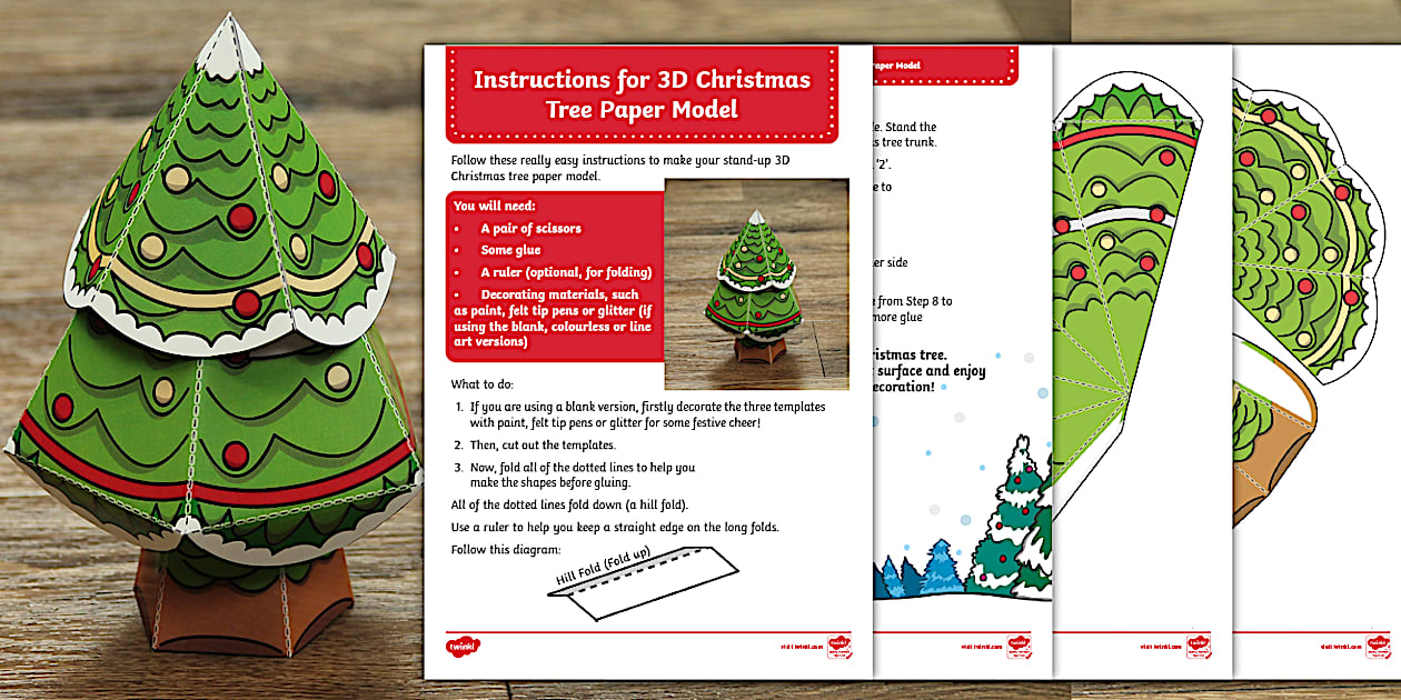3D Christmas Tree | Paper Christmas Tree Activities - Twinkl