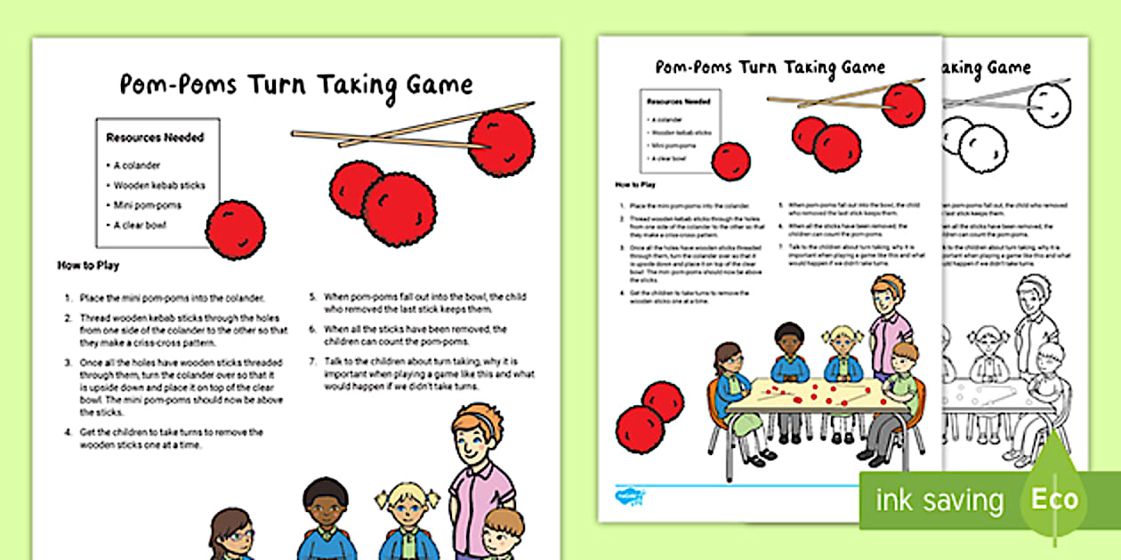 Black and White Turn Taking Pom Pom Game Activity - Twinkl