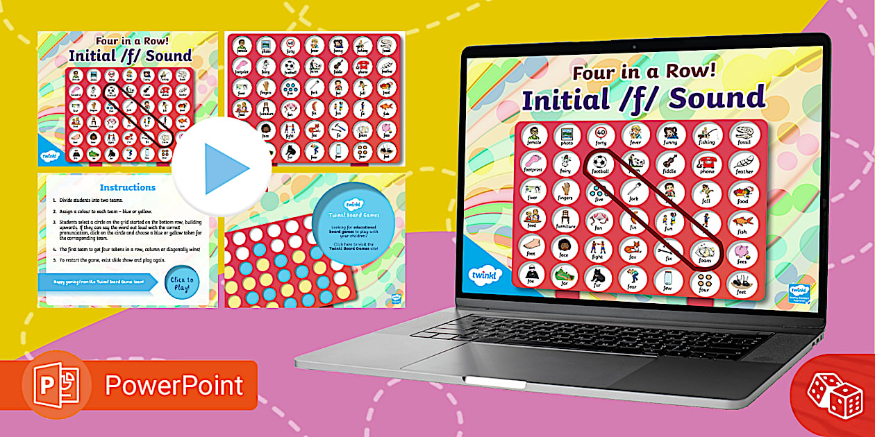 Initial F Speech Sounds Connect 4 PowerPoint Game PowerPoint