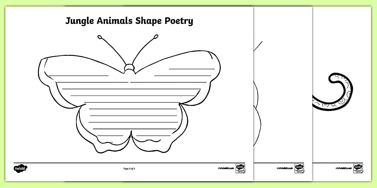 Jungle Animals Shape Poetry Templates for Kids - Twinkl