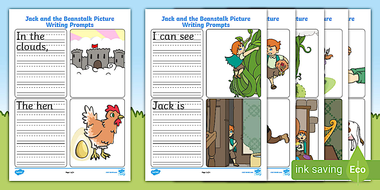 Jack and the Beanstalk Simple Sentence Writing Prompt Pictures Activity