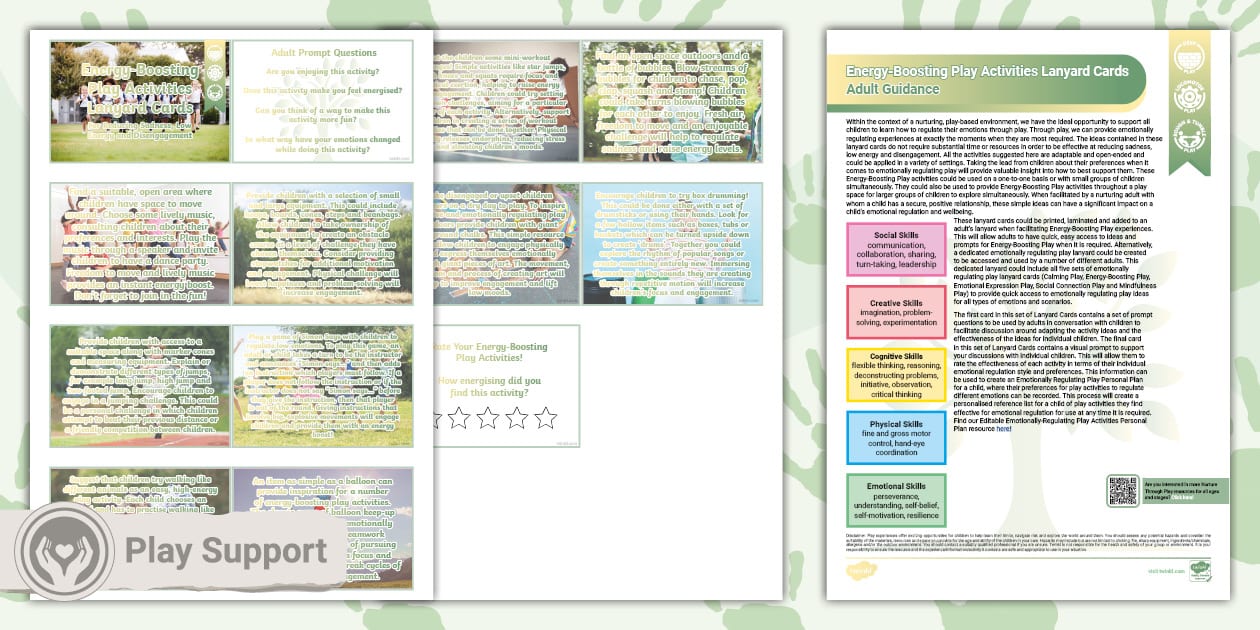 Energy-Boosting Play Activities Lanyard Cards (teacher made)