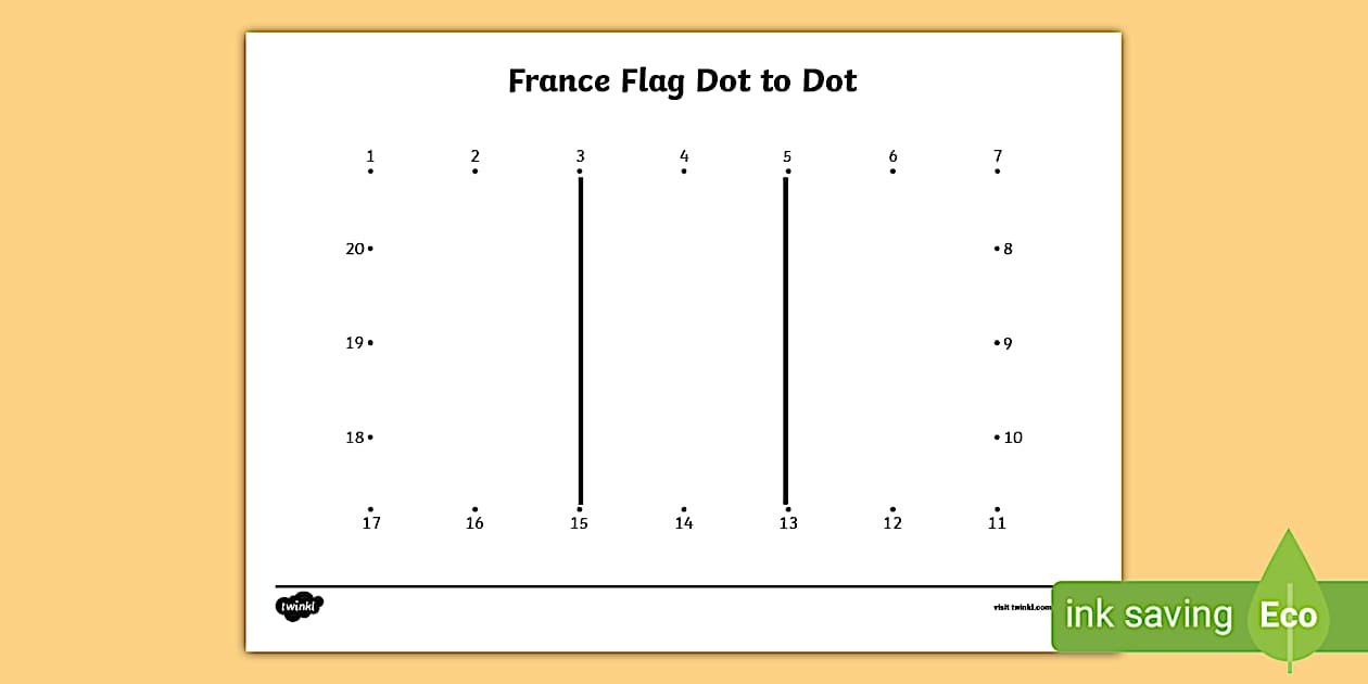 France Flag Dot to Dot Worksheet - Flag Worksheets | Twinkl