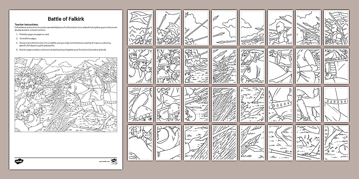Battle of Falkirk Collaborative Colouring Activity - Twinkl