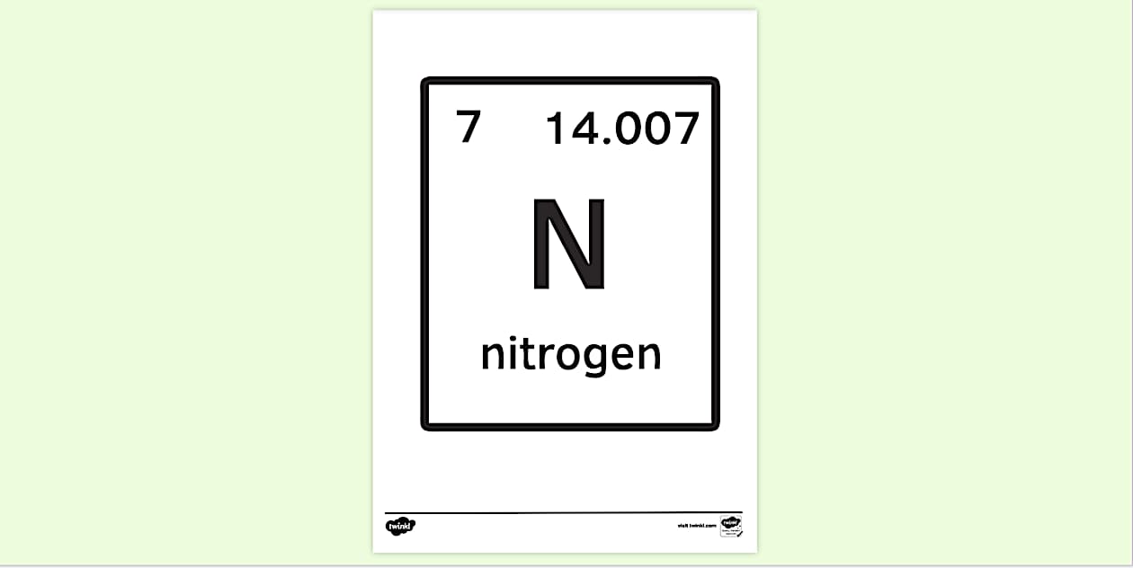 Nitrogen Element Symbol Colouring Sheet (teacher made)