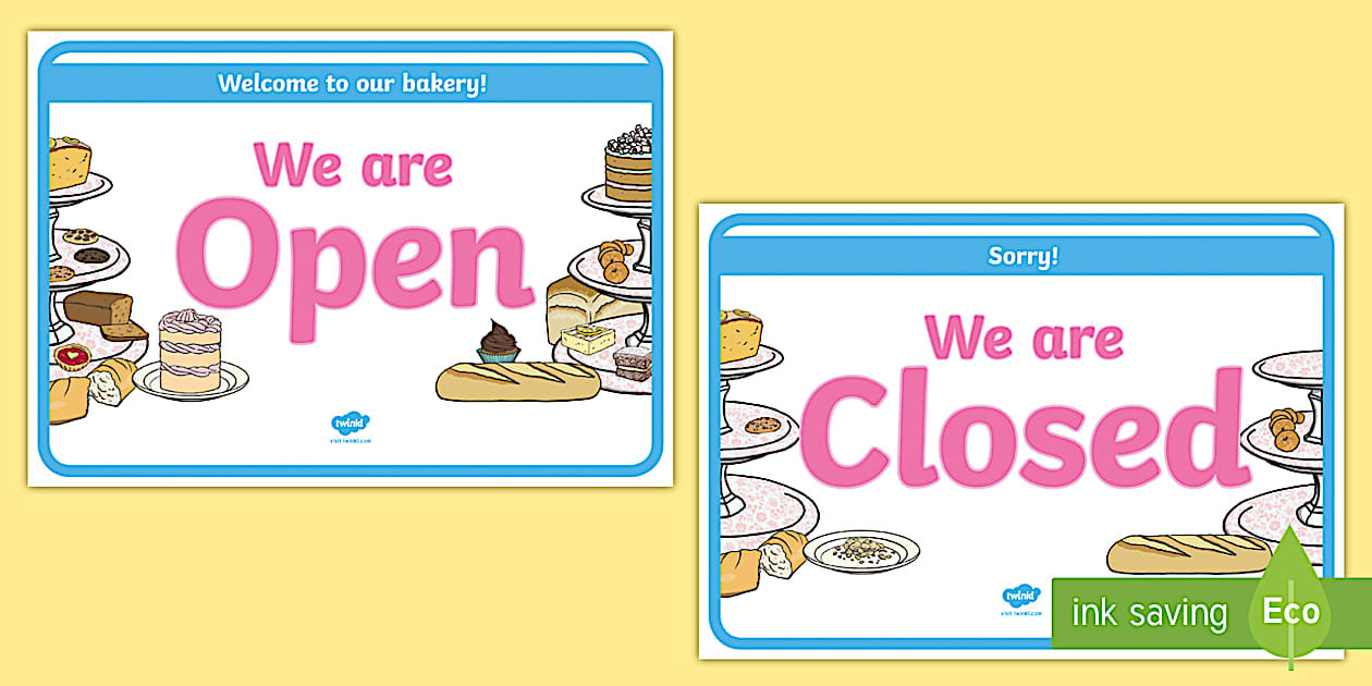 Cursive Bakery Open Closed Sign (teacher made) - Twinkl