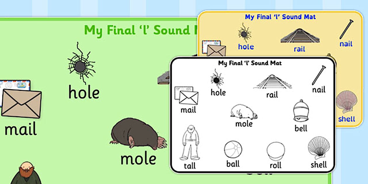Final 'L' Sound Word Mat (teacher made) - Twinkl