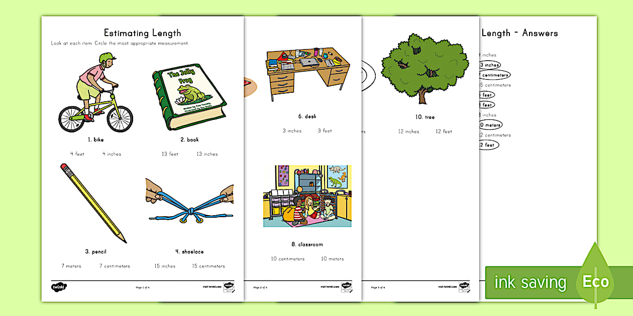 Estimating Length Activity - Twinkl
