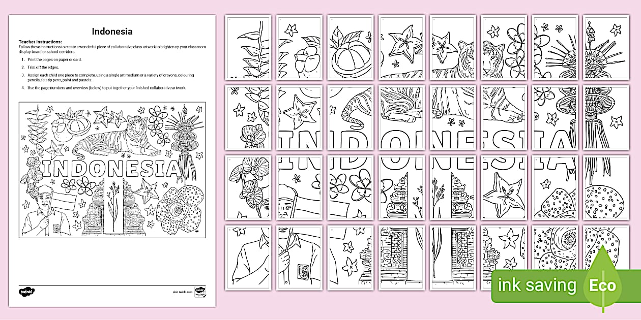 Indonesia Collaborative Colouring Activity Pack - Twinkl