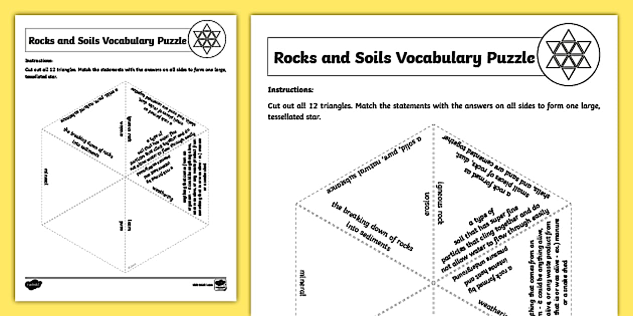 Rocks and Soils Review Vocabulary Puzzle - Twinkl