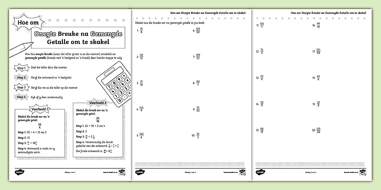 Graad 7 Wiskunde: Hoe om Onegte Breuke na Gemengde Getalle om te skakel