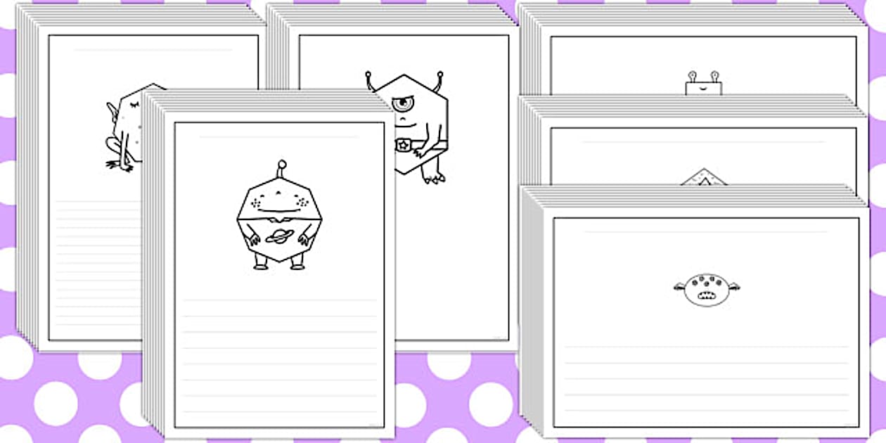 2D Shape Aliens Writing Frames - Twinkl