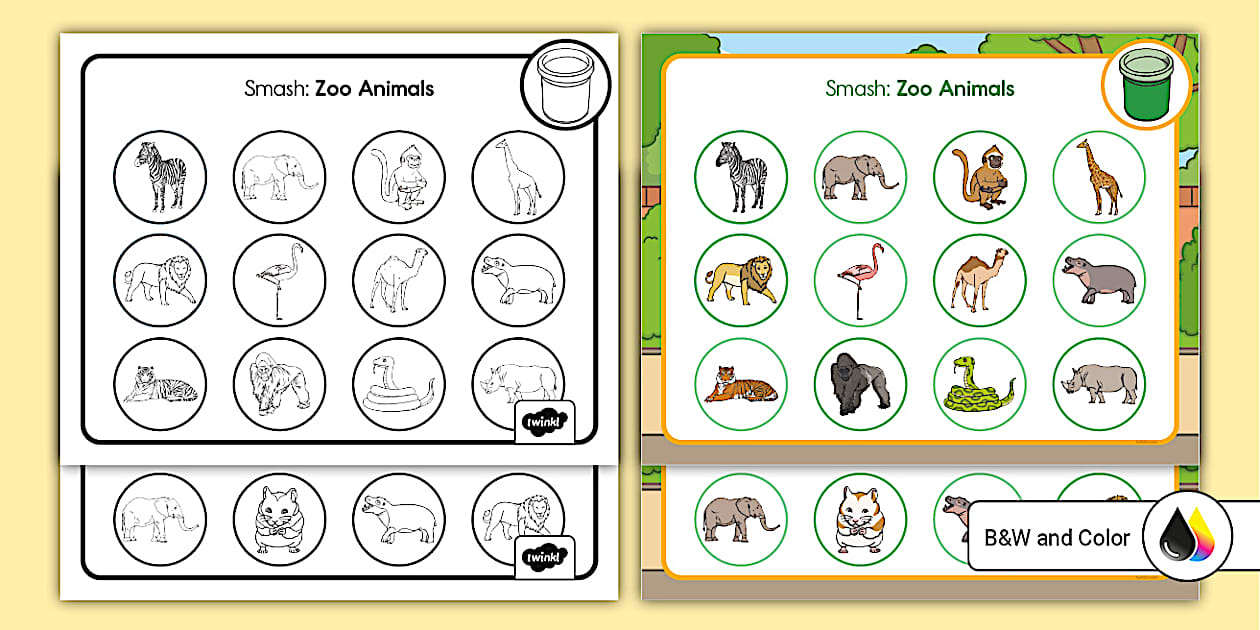 Zoo Animals Smash Mats (Teacher-Made) - Twinkl
