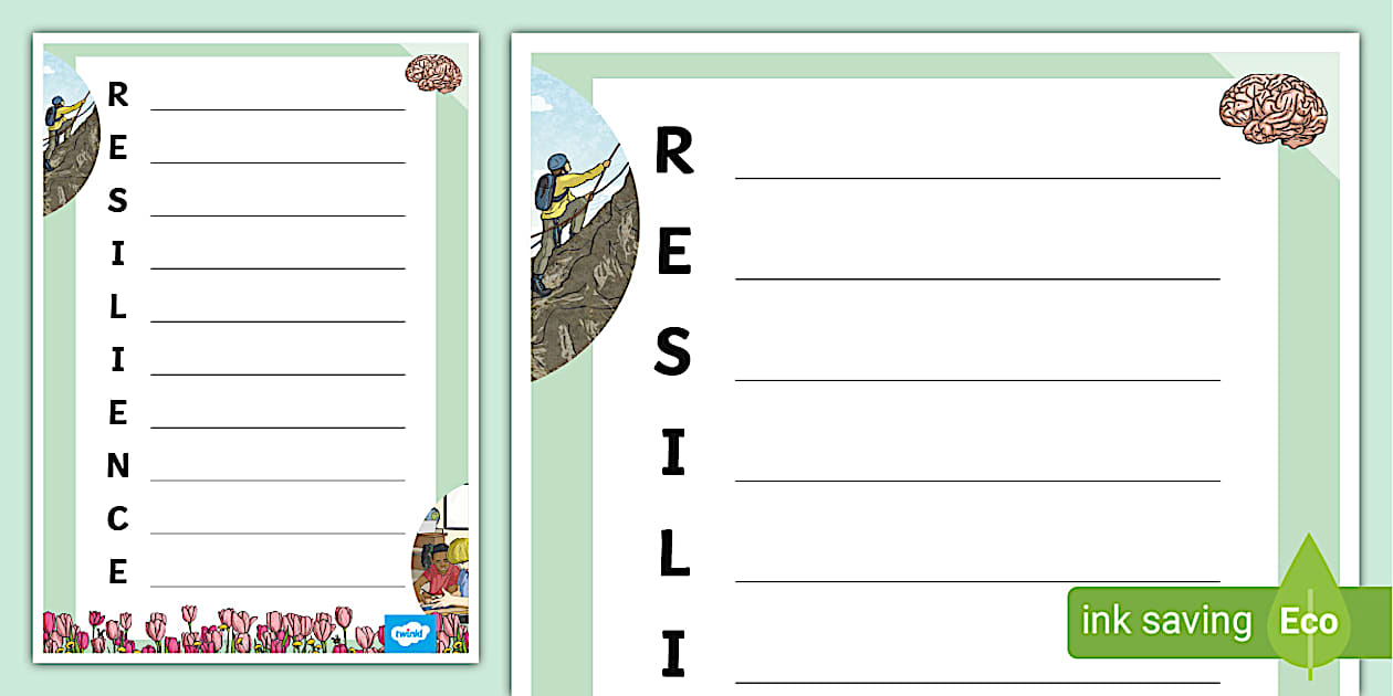 Resilience Acrostic Poem Template (teacher made) - Twinkl