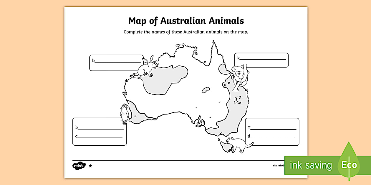 Endangered Australian Animals mapping Worksheet / Worksheet