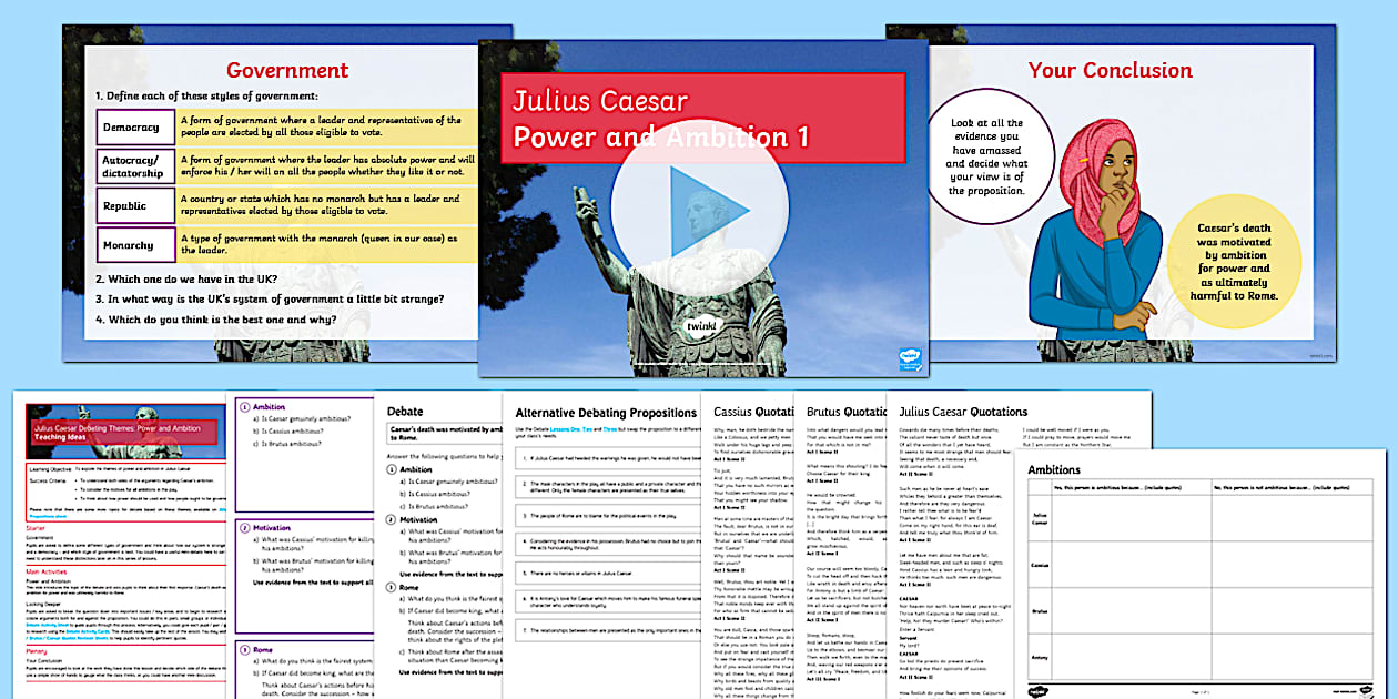 GCSE Julius Caesar: Debating Themes - Power and Ambition Lesson 1
