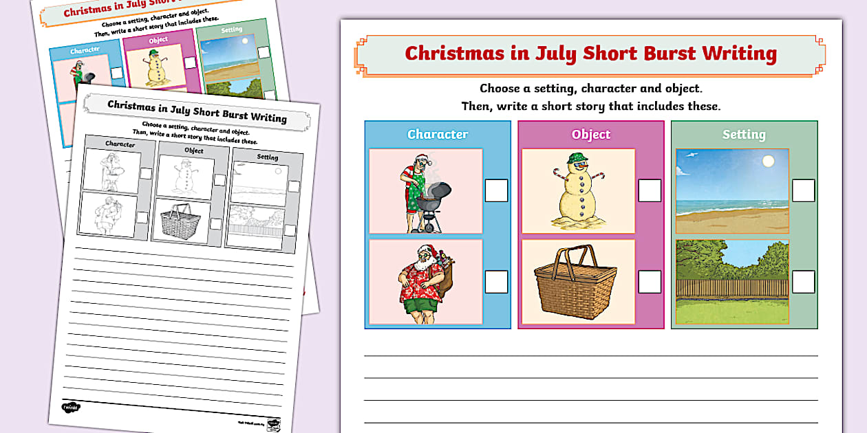 Christmas in July Short Burst Writing Template - Twinkl
