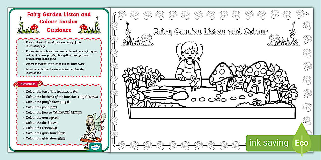 Fairy Garden Listen and Colour Activity