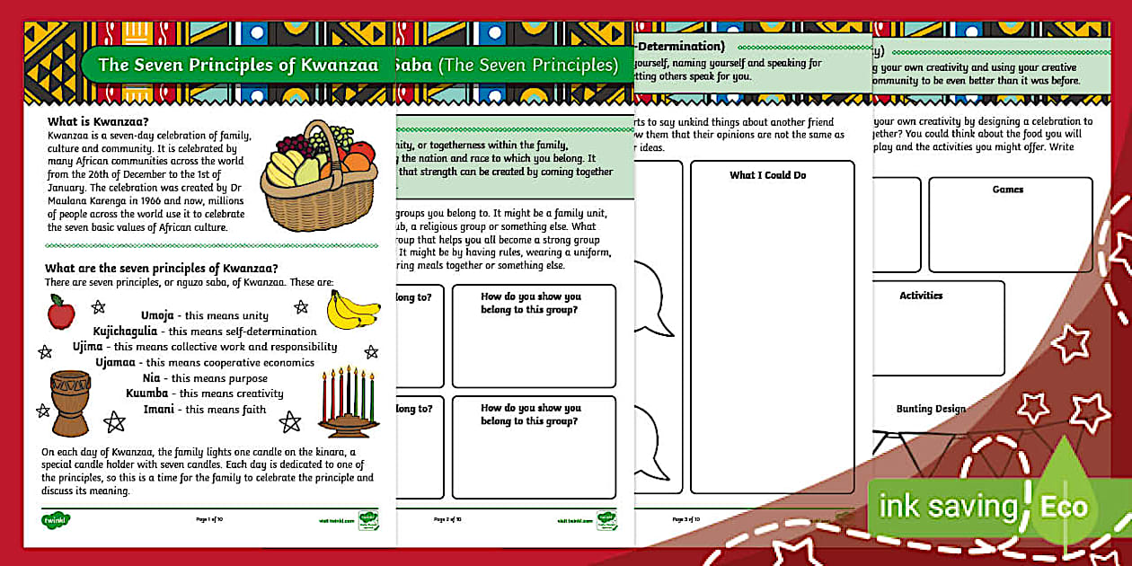 The Seven Principles of Kwanzaa Activity Pack (Ages 5 - 7)