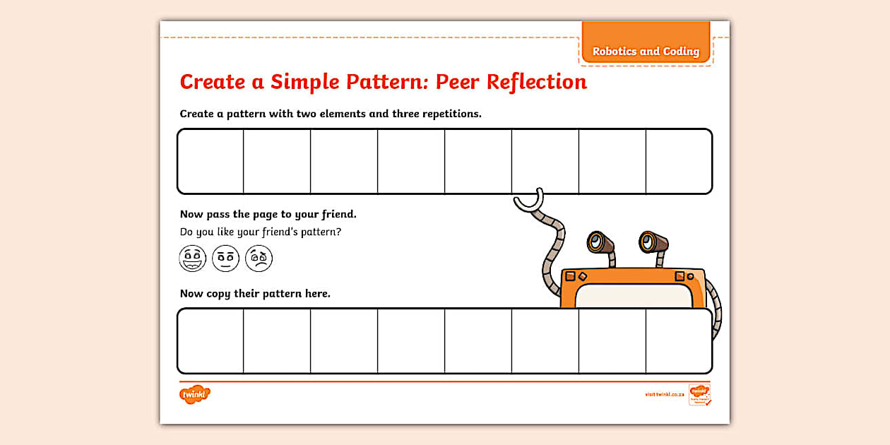 Grade R - Pattern Recognition Worksheet: Peer Reflection
